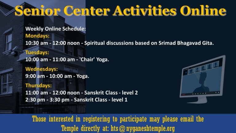 Senior Center Program – Sri Maha Vallabha Ganapati Devasthanam